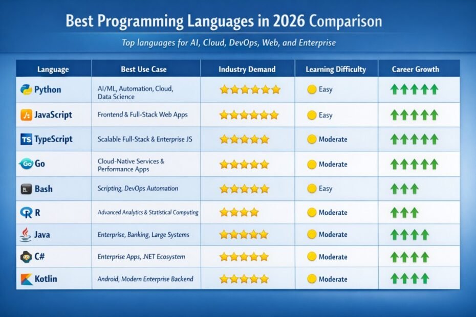 Best Programming Languages to Learn in 2026 - NuageNetz